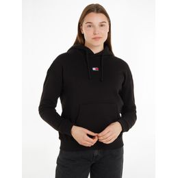 Kapuzensweatshirt Tommy Jeans "TJW BXY BADGE HOODIE" Gr. M (38), schwarz (black) Damen Sweatshirts mit Logostickerei