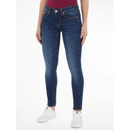 Skinny-fit-Jeans Tommy Jeans "Tommy Jeans Damenjeans Low Waist Skinny" Gr. 30, Länge 30, blau (denim dark1) Damen Jeans mit Waschung, Logo-Badge