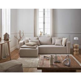 Topaze - ecksofa beidseitig montierbar - 4-sitzer - schlaffunktion und bettkasten - aus stoff - beige