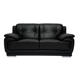 Miliboo - Design-Ledersofa schwarz zwei Plätze Büffelleder tamara