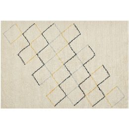 Beliani - Teppich Beige Baumwolle 140 x 200 cm Geometrisches Muster Handgetuftet Flauschig für Wohnzimmer Schlafzimmer Esszimmer