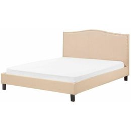 Beliani - Polsterbett Leinenoptik Beige Lattenrost 180 x 200 cm Elegant