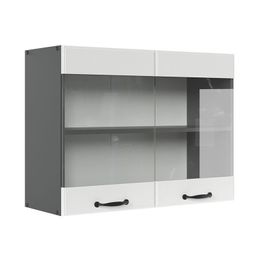 VICCO - Küchenschrank Glas R-Line, Weiß Landhaus, 80 cm