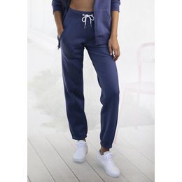 H.I.S. H.I.S Sweathose blau Gr. 32/34 für Damen. Mit Kordelzug. Schmal. Nachhaltig.