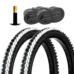 DSI Fahrradreifen MTB Fahrrad Mountainbike 2 Reifen 20 x 2,0" schwarz/weiß mit 2 Reifen AV
