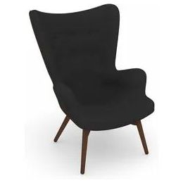 Sessel Max Winzer "build-a-chair Arne, Hochlehnsessel" Gr. Flachgewebe 16452, Korpus: Flachgewebe 16452 schoko-Füße Buche Nussbaum, B/H/T: 74cm x 98cm x 81cm, schwarz Einzelsessel Ohrensessel Sessel im Retrolook, zum Selbstgestalten, Hochlehner