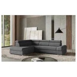 Sit & More Ecksofa SIT & MORE "Broadway L-Form" Sofas Gr. B/H/T: 270cm x 79cm x 213cm, Struktur weich, Ottomane links, mit Bettfunktion, grau mit verstellbaren Kopfteilen, wahlweise Bettfunktion