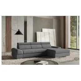 Sit & More Ecksofa SIT & MORE "Broadway L-Form" Sofas Gr. B/H/T: 284cm x 79cm x 171cm, Struktur weich, Recamiere rechts, mit Bettfunktion, grau inklusive Kopfteilverstellung, wahlweise mit Bettfunktion