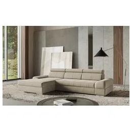 Sit & More Ecksofa SIT & MORE "Broadway L-Form" Sofas Gr. B/H/T: 284cm x 79cm x 171cm, Samtoptik, Recamiere links, mit Bettfunktion, beige (sand) inklusive Kopfteilverstellung, wahlweise mit Bettfunktion