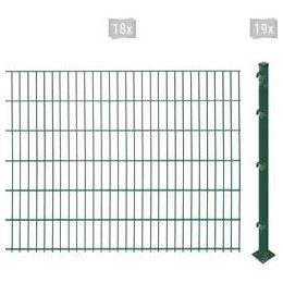 Arvotec Doppelstabmattenzaun "ESSENTIAL 123 zum Aufschrauben" Zaunelemente Zaunhöhe 123 cm, Zaunlänge 2 - 60 m Gr. H/L: 123cm x 36 m, Pfosten: 19 St., grün (dunkelgrün)