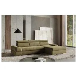 Sit & More Ecksofa SIT & MORE "Broadway L-Form" Sofas Gr. B/H/T: 284cm x 79cm x 171cm, Samtoptik, Recamiere rechts, ohne Bettfunktion, grün (olive) inklusive Kopfteilverstellung, wahlweise mit Bettfunktion