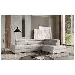 Sit & More Ecksofa SIT & MORE "Broadway L-Form" Sofas Gr. B/H/T: 270cm x 79cm x 213cm, Struktur weich, Ottomane rechts, ohne Bettfunktion, grau (hellgrau) mit verstellbaren Kopfteilen, wahlweise Bettfunktion