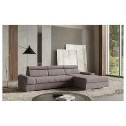 Sit & More Ecksofa SIT & MORE "Broadway L-Form" Sofas Gr. B/H/T: 284cm x 79cm x 171cm, Struktur weich, Recamiere rechts, mit Bettfunktion, grau (taupe) inklusive Kopfteilverstellung, wahlweise mit Bettfunktion