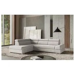 Sit & More Ecksofa SIT & MORE "Broadway L-Form" Sofas Gr. B/H/T: 270cm x 79cm x 213cm, Struktur weich, Ottomane links, mit Bettfunktion, grau (hellgrau) mit verstellbaren Kopfteilen, wahlweise Bettfunktion