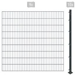 Arvotec Einstabmattenzaun "ESSENTIAL 180 zum Einbetonieren" Zaunelemente Zaunhöhe 180 cm, Zaunlänge 2 - 60 m Gr. H/L: 180cm x 18 m, Pfosten: 10 St., grau (anthrazit)