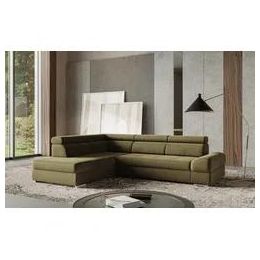 Sit & More Ecksofa SIT & MORE "Broadway L-Form" Sofas Gr. B/H/T: 270cm x 79cm x 213cm, Samtoptik, Ottomane links, mit Bettfunktion, grün (olive) mit verstellbaren Kopfteilen, wahlweise Bettfunktion