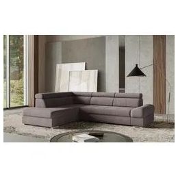 Sit & More Ecksofa SIT & MORE "Broadway L-Form" Sofas Gr. B/H/T: 270cm x 79cm x 213cm, Struktur weich, Ottomane links, mit Bettfunktion, grau (taupe) mit verstellbaren Kopfteilen, wahlweise Bettfunktion