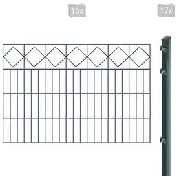 Arvotec Doppelstabmattenzaun "EXCLUSIVE 80 zum Einbetonieren "Karo" mit Zierleiste" Zaunelemente Zaunhöhe 80 cm, Zaunlänge 2 - 60 m Gr. H/L: 80cm x 32 m, Pfosten: 17 St., grau (anthrazit)