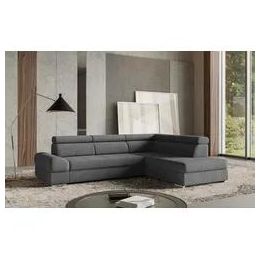 Sit & More Ecksofa SIT & MORE "Broadway L-Form" Sofas Gr. B/H/T: 270cm x 79cm x 213cm, Struktur weich, Ottomane rechts, mit Bettfunktion, grau mit verstellbaren Kopfteilen, wahlweise Bettfunktion