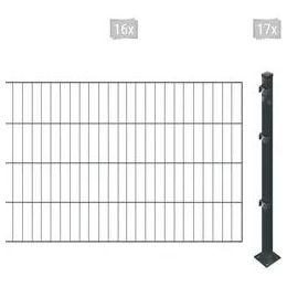 Arvotec Einstabmattenzaun "ESSENTIAL 80 zum Einbetonieren" Zaunelemente Zaunhöhe 80 cm, Zaunlänge 2 - 60 m Gr. H/L: 80cm x 32 m, Pfosten: 17 St., grau (anthrazit)