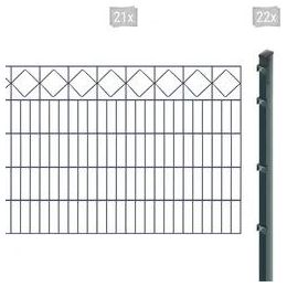 Arvotec Doppelstabmattenzaun "EXCLUSIVE 100 zum Einbetonieren "Karo" mit Zierleiste" Zaunelemente Zaunhöhe 100 cm, Zaunlänge 2 - 60 m Gr. H/L: 100cm x 42 m, Pfosten: 22 St., grau (anthrazit)