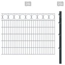 Arvotec Doppelstabmattenzaun "ESSENTIAL 120 zum Einbetonieren "Ring" mit Zierleiste" Zaunelemente Zaunhöhe 120 cm, Zaunlänge 2 - 60 m Gr. H/L: 120cm x 48 m, Pfosten: 25 St., grau (anthrazit)