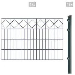 Arvotec Doppelstabmattenzaun "EXCLUSIVE 80 zum Einbetonieren "Karo" mit Zierleiste" Zaunelemente Zaunhöhe 80 cm, Zaunlänge 2 - 60 m Gr. H/L: 80cm x 34 m, Pfosten: 18 St., grau (anthrazit)