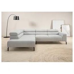 Ecksofa Places of Style "Antonelli, L-Form, inkl. Kopfteilverstellung, Breite 276 cm", silber, B:276cm H:71cm T:219cm, 95% Polyester, 5% Nylon, Sofas, ohne Sitztiefenverstellung, in Feincord, silber