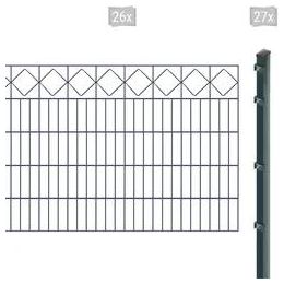 Arvotec Doppelstabmattenzaun "EXCLUSIVE 100 zum Einbetonieren "Karo" mit Zierleiste" Zaunelemente Zaunhöhe 100 cm, Zaunlänge 2 - 60 m Gr. H/L: 100cm x 52 m, Pfosten: 27 St., grau (anthrazit)