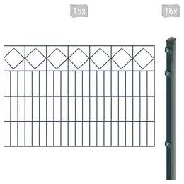 Arvotec Doppelstabmattenzaun "EXCLUSIVE 80 zum Einbetonieren "Karo" mit Zierleiste" Zaunelemente Zaunhöhe 80 cm, Zaunlänge 2 - 60 m Gr. H/L: 80cm x 30 m, Pfosten: 16 St., grau (anthrazit)