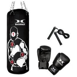 Boxsack HAMMER "Sparring Pro", schwarz, Boxsäcke, B/H: 30cm x 80cm, mit markierten Trefferpunkten, B:30cm H:80cm