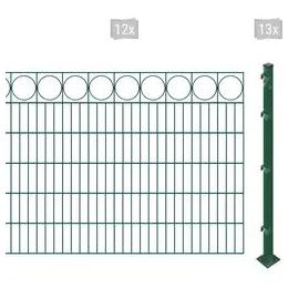 Arvotec Doppelstabmattenzaun "ESSENTIAL 120 zum Aufschrauben "Ring" mit Zierleiste" Zaunelemente Zaunhöhe 120 cm, Zaunlänge 2 - 60 m Gr. H/L: 120cm x 24 m, Pfosten: 13 St., grün (dunkelgrün)