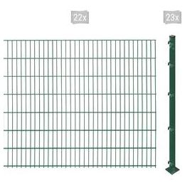 Arvotec Doppelstabmattenzaun "ESSENTIAL 143 zum Aufschrauben" Zaunelemente Zaunhöhe 143 cm, Zaunlänge 2 - 60 m Gr. H/L: 143cm x 44 m, Pfosten: 23 St., grün (dunkelgrün)