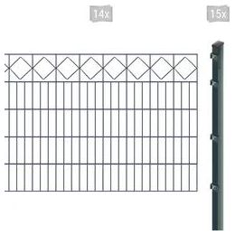 Arvotec Doppelstabmattenzaun "EXCLUSIVE 100 zum Einbetonieren "Karo" mit Zierleiste" Zaunelemente Zaunhöhe 100 cm, Zaunlänge 2 - 60 m Gr. H/L: 100cm x 28 m, Pfosten: 15 St., grau (anthrazit)