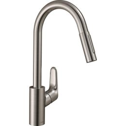 Hansgrohe Spültischmischer 240 Focus M41 Eco Ausziehbrause 2jet edelstahl-optik, 31833800 31833800