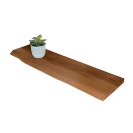 Wandregal Akazienholz nussbaum massiv 90x20 cm Holzregal Steckboard Baumkante AMANDA