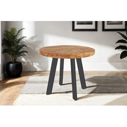 Esstisch rund Mangoholz massiv 130 cm schwarz ADELINA