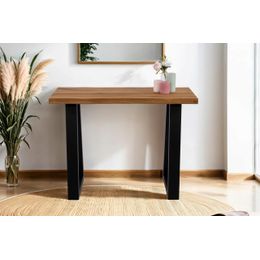 Konsolentisch 100 x 40 cm Wildeiche Trapez Metallgestell Flurtisch Ablage Gerda