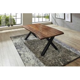 Esstisch Baumkante massiv Akazie nussbaum 180 x 90 schwarz XAVER