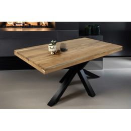 Esstisch 140x80cm Akazienholz naturfarben gerade Kante Spider-Gestell schwarz RIO
