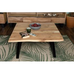 Couchtisch Baumkante 90 x 90 cm Akazie natur geschlossenes X-Gestell Quintus