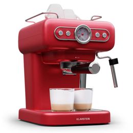 Klarstein - Espresso Siebträgermaschine mit Milchaufschäumer, 1,2L Retro Mini-Espressomaschine mit Siebträger, 950 w Kaffeemaschine Klein,