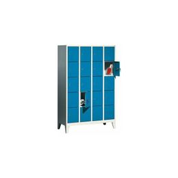 Fächerschrank Classic B1190xT500xH1850 mm ral 7035/5012,4x4 Fächer mit 150 mm hohen Füßen