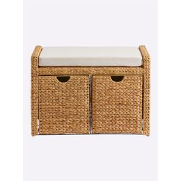 Bank Sitzbänke Gr. B/H/T: 81 cm x 55 cm x 35 cm, beige (natur)