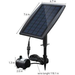 Bürstenlose Solarwasserpumpe für Teich Solarbrunnen Wasserpumpe mit Solarpanel 9V 2.5W 200L/H. Ulisem