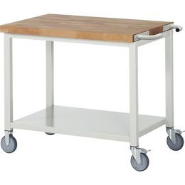 eurokraft pro Fahrbare Werkbank Serie 8000, Gestellbauweise, 1 Ablageboden, BxT 1000 x 700 mm
