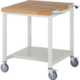 eurokraft pro Fahrbare Werkbank Serie 8000, Gestellbauweise, 1 Ablageboden, BxT 750 x 900 mm