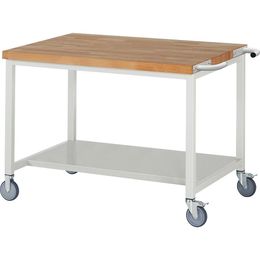 eurokraft pro Fahrbare Werkbank Serie 8000, Gestellbauweise, 1 Ablageboden, BxT 1250 x 900 mm