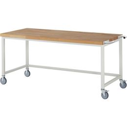 eurokraft pro Fahrbare Werkbank Serie 8000, Gestellbauweise, offenes Rahmengestell, BxT 2000 x 900 mm