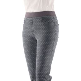 CR&Eacute;ATION L Damen Schlupfjeans mit geripptem Strick-Dehnbund grey-denim-bedruckt Gr&ouml;&szlig;e 46
